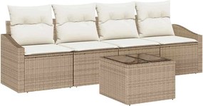 Set pohovek 5 ks Béžová a krémová polyratan 3346591