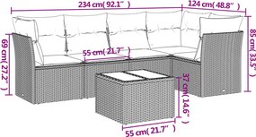 6dílná zahradní sedací souprava s poduškami béžová polyratan 3249448