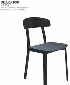 Židle Feluca Pop Barva kovové konstrukce: Black ﬁne textured 9004F, Barva sedáku a opěradla z recyklovaného plastu: Coal black IR8022