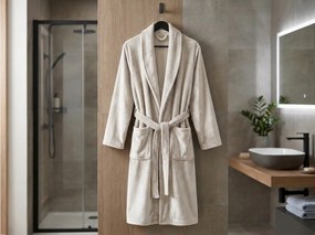 Pánský mikroplyšový župan VELVET TOUCH 118 cm, světle béžový
