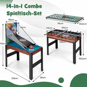 Costway 15 v 1 Herní stolní set stolní hra multifunkční se stolním fotbalem