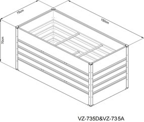 Vyvýšený zahradní záhon BestBerg VZ-735A / 735 l / 150 x 70 x 70 cm / šedá