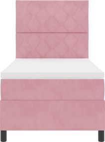 Postel s boxspringem s čelo Růžová 90 x 200 cm samet 3339877