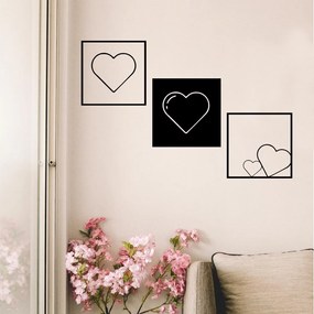 dřevo života 3dílná kolekce dřevěných  srdcí na zeď Barevný vzor: Černá, Rozměry (cm): 20x20