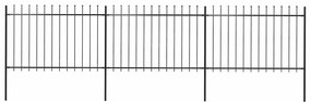 Zahradní plot s kopím nahoře ocelový 504 x 120 cm černý 277622