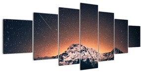 Obraz hvězdné oblohy s horami (210x100 cm)