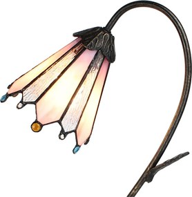 Stolní Tiffany lampa Flowerbell pink - 30*17*48 cm E14/max 1*25W
