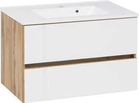 XXXLutz SKŘÍŇKA S UMYVADLEM, bílá, barvy dubu, 80 cm Held - Online Only koupelnové skříňky - 000307010415