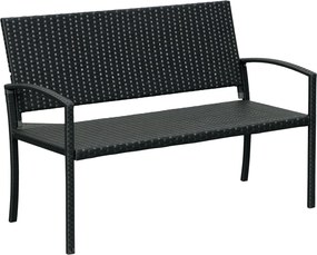 Outsunny Ratanová zahradní lavice 2-místná, UV-odolná, s ergonomickými opěrkami a opěradlem, zahradní nábytek, parková lavice s nosností až 240 kg, 12