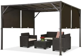 Kovová terasová pergola 3 x 3 m, hnědá Garden Point