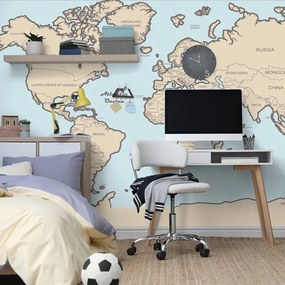 Samolepící tapeta mapa světa s béžovým okrajem - 300x200 cm