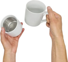 Set pro filtrovanou kávu Solo, 330 ml – porcelánový hrnek s nerezovým sítkem, bez filtrů