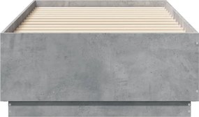 Rám postele s LED osvětlením betonově šedý 90 x 190 cm kompozit 3209663