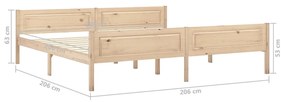 Rám postele masivní borové dřevo 200 x 200 cm,  322102