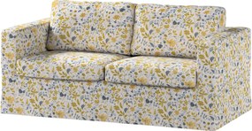 Potah na pohovku IKEA Karlstad 2-místná , nerozkládací, dlouhý barva žlutá látka pletený vzor, vzorované