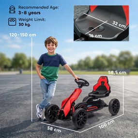 HOMCOM motokára dětské šlapací auto s nastavitelným sedadlem a ruční brzdou pro děti ve věku 3-8 let, čtyřkolka pro venkovní zábavu | Aosom.de