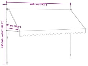 vidaXL Marketos Ručně zatahovací markýza 400 cm modro-bílé pruhy