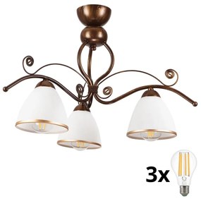 Brilagi - LED Přisazený lustr ANTICO 3xE27/60W/230V bronz patina