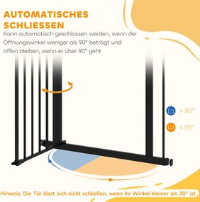 Bezpečnostní branka do dveří pro psy, zábrana, bezpečnostní branka pro domácí zvířata, kovová, plastová, 74-80 cm, černá