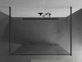 Mexen Kioto, sprchová zástěna Walk-In 110 x 200 cm, 8mm čiré sklo bílý vzor, ​​grafitový profil, 800-110-002-66-97