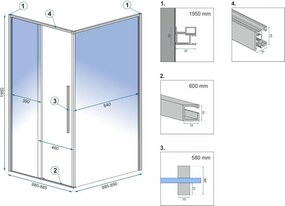 Čtvercový sprchový kout REA SOLAR 90x90 cm, zlatý/transparent + vanička Savoy bílá