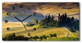 Wallmuralia Skleněné hodiny na stěnu Toskánsko Itálie 60x30 cm