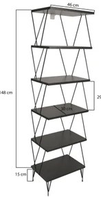 Knihovna BALABAN 165x48 cm antracit/černá