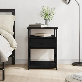 Noční stolek černý 40 x 42 x 55 cm kompozitní dřevo - Default Title