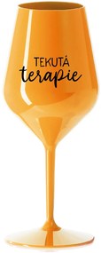 TEKUTÁ TERAPIE - oranžová nerozbitná sklenice na víno 470 ml