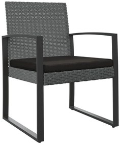 Zahradní jídelní židle 2 ks tmavě šedé PP ratan - Default Title