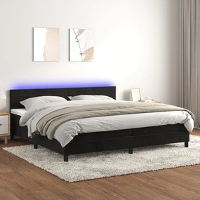 Box spring postel s matrací a LED černá 200x200 cm samet 3134485