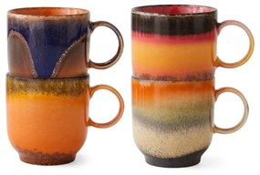 HK living Set hrnků Coffee Mugs Brazil 70's – 4 ks, multi barva, keramika