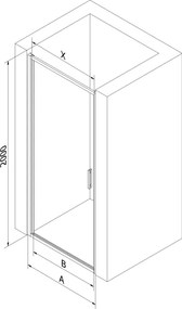 Mexen Exo sprchové dveře výklopné 90 cm, transparentní, černé - 817-090-000-70-00
