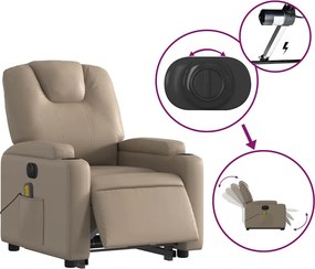 Elektrické zvedací masážní polohovací křeslo cappuccino koženka 3204457