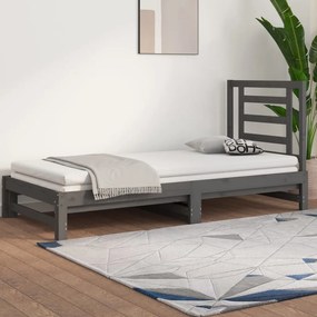 Výsuvná postel šedá 2x (90 x 200) cm masivní borovice,  3108604