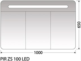 INTEDOOR zrcadlová třídveřová skříňka s integrovaným LED osvětlením PIR ZS 100 LED Varianta: 34 Ořech Aida tabákový