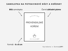 PIZZA - omyvatelná samolepka na kořenky, výběr rozměrů Ø 5 cm / 5 x 5 cm / 6 x 8 cm | DomaLEP tvar: OBDÉLNÍK, barva: BÍLÁ - ČERNÉ písmo, velikost: š. 6 cm x v. 8 cm – základní písmo