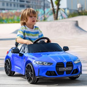 AIYAPLAY elektrické auto pro děti s licencí BMW M4, dálkové ovládání, klakson a světlomety, 108x69,5x51 cm, modrá