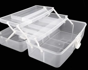 Stoklasa Velký plastový box / kufřík na šití 780630, rozkládací, patrový, transparentní, 41 x 20,5 x 15,5cm