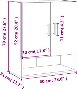 vidaXL Nástěnná skříňka 60 x 31 x 70 cm kompozitní dřevo [829912] Barva: kouřový dub