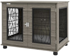 PawHut klec pro psy s polštářem, uzamykatelná, přední dvířka, drátěné pletivo do 20 kg, šedá, 80x56x63 cm, ideální pro malé psy | Aosom.de