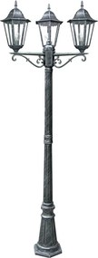 FAN LANT-FIRENZE/P3 Sloupkové svítidlo FIRENZE černá/stříbrná, 3xE27, IP44, 218 x 76,5 cm - FANEUROPE