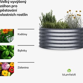 Blumfeldt High Grow Half Circle, půlkruhový vyvýšený záhon, 105x43x60 cm, z vlnitého ocelového plechu, snadná montáž, odolný vůči rzi a mrazu