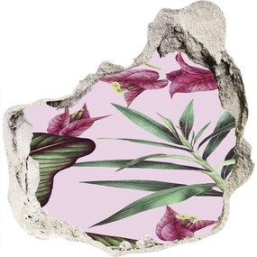 Wallmuralia Nálepka 3D díra na zeď Tropické květiny 75x75 cm