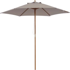 Outsunny Slunečník Ø 250 cm, Slunečník s Kloubovým Mechanismem, Balkonový Slunečník, Plážový Slunečník z Bambusu, Odolný Větru, Sluneční Ochrana pro B