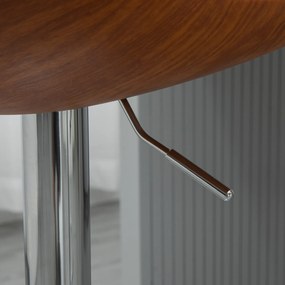 HOMCOM Sada 2 moderních barových židlí s nastavitelnou výškou sedáku 64-85 cm, otáčecí 360° s umělým potahem - Krémová imitace dřeva