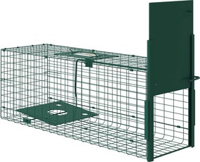Outsunny Záchytná past na živé zvířata z oceli s 1 vchodem pro potkany a myši rozměr 80L x 25W x 30H cm tmavě zelená