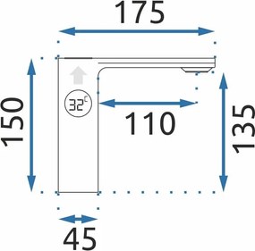 Rea Mils LCD, umyvadlová baterie, chromová, REA-B2000