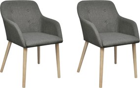 Jídelní židle 2 ks světle šedé textil a masivní dubové dřevo 241156