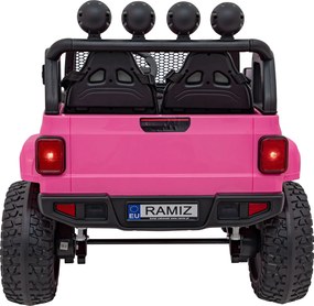 Ramiz Terénní auto OFF-ROAD 3.0 pro děti růžové + dálkové ovládání + pomalý start + pásy + LED a zvuky
